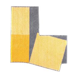 Badematte Grund Badematten Gr. rechteckig (80 cm x 150 cm), 1 St., gelb (gelb, grau) Gemusterte Badematten