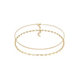 Ketten-Set Elli "Choker Venezianer Plättchen 2er Set 925 Silber" Halsketten Gr. 36, ohne Stein, Silber 925 (Sterlingsilber), Länge: 36 cm, goldfarben (gold) Damen