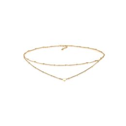 Elli Damen Collier "Choker Layer Kugelkette Herz 925 Silber", 36, ohne Stein, Silber 925 (Sterlingsilber), L: 36, gold, Silber 925 (Sterlingsilber),