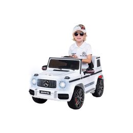 Actionbikes Motors Kinder-Elektroauto Mercedes AMG G63 W463, Bremsautomatik, 3-6 km/h, Soft-Start, LED, Fernbedienung (Weiß)
