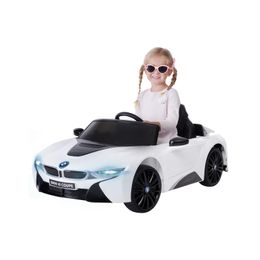 Actionbikes Motors Kinder-Elektroauto BMW i8 l12, lizenziert, 50 Watt, 12 V, Fernbedienung, LED, EVA-Reifen, Soundmodul (Weiß)