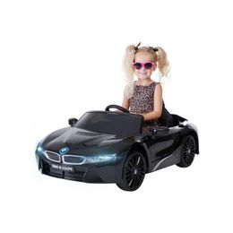 Actionbikes Motors Kinder-Elektroauto BMW i8 l12, lizenziert, 50 Watt, 12 V, Fernbedienung, LED, EVA-Reifen, Soundmodul (Schwarz)