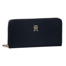 Tommy Hilfiger Geldbörse POPPY NEW LARGE ZA WALLET, mit goldfarbenen Details, blau