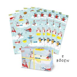 Geschenkpapier SUPERHELDEN (67x49cm) 5er-Set