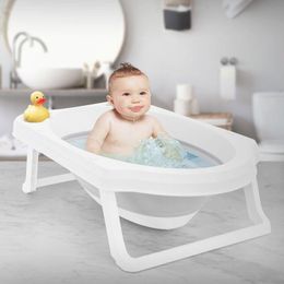 ECD Germany Baby Badewanne faltbar mit klappbaren Füßen, 33 l, 80x46 cm, Weiß-Grau, stabil, rutschfest, tragbar, Babybadewanne Babywanne Reisedusche Badebecken