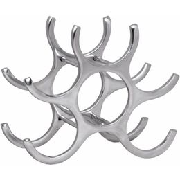 FineBuy - Weinregal Design 24 cm für 6 Flaschen Aluminium Silber