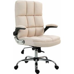 Bürostuhl HHG 489, Chefsessel Drehstuhl Schreibtischstuhl, höhenverstellbar Stoff/Textil creme-beige - beige