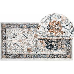 Beliani Teppich Beige und Blau Polypropylen Polyester 80 x 150 cm orientalisch Vintage Muster Wohnaccessoires - Beige
