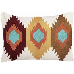 Beliani - Dekokissen Mehrfarbig Baumwolle und Wolle Stoffbezug mit Polyester-Füllung 60x40 cm Bestickt Ethno Boho Accessories Wohn- u. Schlafzimmer