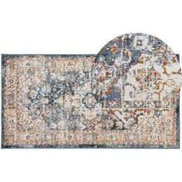Beliani Teppich Beige und Blau Polypropylen Polyester 80 x 150 cm Orientalisch Vintage Muster Wohnaccessoires - Beige