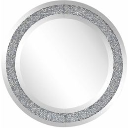 Beliani Wandspiegel Silber Glas ø70 cm mit dekorativem Rahmen Rund Modern Wohnaccessoires Wohnzimmer Schlafzimmer Wohnbereich - Silber