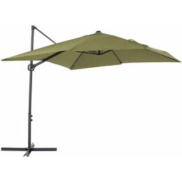 Beliani Sonnenschirm Olivgrün/Schwarz Polyester quadratische Form 245 x 245 cm Terrasse Balkon Garten - Schwarz