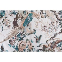 Beliani Teppiche mehrfarbig aus Baumwolle Blätter Blumenmotiv 200 x 300 cm rustikal Boho - Bunt