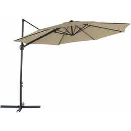 Beliani Ampelschirm Taupe/Schwarz Polyester achteckig ⌀ 295 cm für Balkon Terrasse Garten - Schwarz