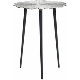 Beliani - Beistelltisch Silber Metall Baumstamm-Optik mit Schwarzen Beinen Retro Industriell Dreibeinig Wohnzimmer Ausstattung Möbel Blumenständer