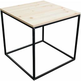 Spetebo Metall Beistelltisch mit Holz Tischplatte - 45 cm - Deko Couch Tisch Sofatisch