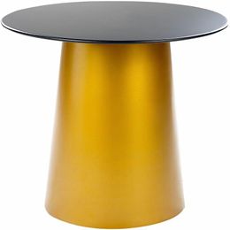 Beliani Beistelltisch Schwarz Eisen Rund 56 cm mit Goldenem Säulenfuß Modern Glamourös Einbeinig Wohnzimmer Ausstattung Möbel Blumenständer - Schwarz