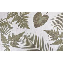Beliani Baumwollteppiche Grün Blätter Motiv 200 x 300 cm rustikal Boho - Grün