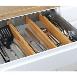 Spetebo - Bambus Schubladentrenner Set - 4-teilig - Holz Schubladenteiler Schubladenorganizer Ordnungssystem für Schubladen