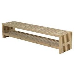 Design Gartentisch Plus mit Regalfach - Holztisch mit Treibholz Planken aus Kiefer- und Fichtenholz in 2 Varianten und 3 Größen