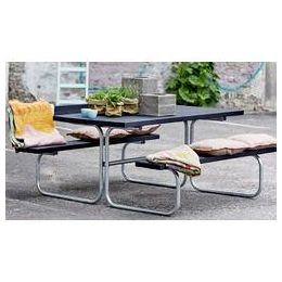 Classic Outdoor Restaurantmöbel - Picknicktisch Set aus Gartentisch und Gartenbänken aus Kiefer- und Fichtenholz und feuerverzinktem Stahl