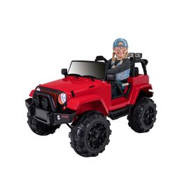 Actionbikes Motors Kinder-Elektroauto Offroad Jeep Adventure, 70 Watt, Fernbedienung, LED, Bremsautomatik, Stoßdämpfer (Rot)