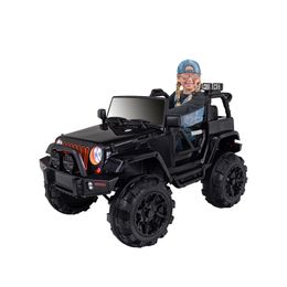 Actionbikes Motors Kinder-Elektroauto Offroad Jeep Adventure, 70 Watt, Fernbedienung, LED, Bremsautomatik, Stoßdämpfer (Schwarz)