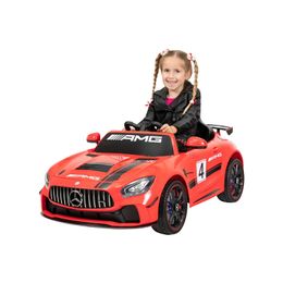 Actionbikes Motors Kinder-Elektroauto Mercedes AMG GT4, Sport-Edition, Lowrider-Funktion, LED, Soft-Start, EVA-Reifen (Rot)