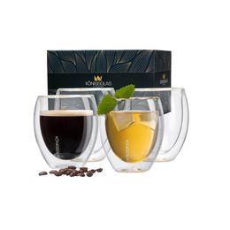 Königsglas Crema, Tee-/Kaffeegläser by Heidenfeld, 250 ml, 2er/4er-Set, doppelwandig, handgefertigt (4er Set)