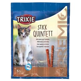 Trixie PREMIO Stick Quintett Katzensnack, Lamm/Truthahn, 5 × 5 g
