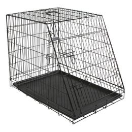Kerbl Gitter Transportbox für Hunde abgeschrägt, klappbar, schwarz, 76x54x64cm, 2 Türen