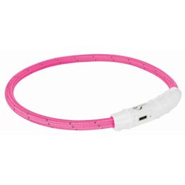 Trixie Trixie Hunde Leuchtring Nylon USB, XS–S: 35 cm/ø 7 mm, pink