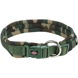 Trixie Premium Halsband extra breit mit Neopren Polsterung, S–M, Halsumfang 35–42 cm, Breite 15 mm, camouflage/waldgrün