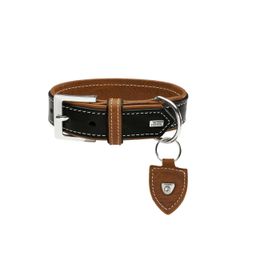 Hunter Halsband Tara Juchtenleder, S: 30-38cm, 35mm breit, schwarz/cognac