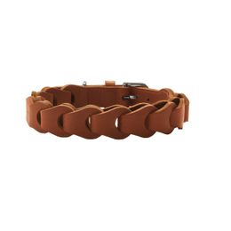 Hunter Hundehalsband Solid Education Chain, Gr. S-M: Hals 34 - 42 cm, Breite 3,5 cm, cognac