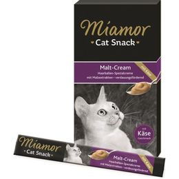 Miamor Schleck Snack Cream für Katzen, Malt-Cream & Käse, 6x15g