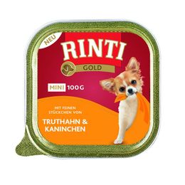 Rinti Gold Mini Nassfutter für kleine Hunde, Truthahn & Kaninchen 16x100g