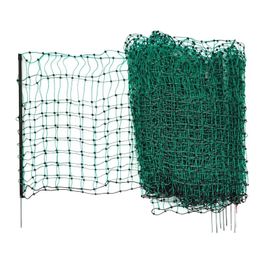Kerbl Kaninchennetz, 25 m, Einzelspitze, mit 9 Kunststoffpfählen, grün
