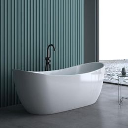 Freistehende Design-Badewanne Vicenza502 180x80x60cm mit Ablaufgarnitur und Überlauf aus Acryl in Weiß und DIN-Anschlüssen - Weiß - Doporro