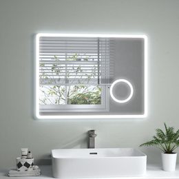 Led Badspiegel Badezimmerspiegel mit Beleuchtung Wandspiegel mit Touchschalter,3-fach Vergrößerung,Energiesparend,IP44, 60x80 cm - S'afielina
