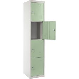 HHG - Schließfach Preston T163, Schließfachschrank Wertfachschrank Spind, Metall 180x38x45cm, grün - green