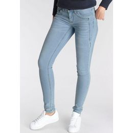 Arizona Skinny-fit-Jeans mit Keileinsätzen Low Waist, blau