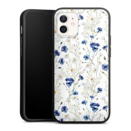 DeinDesign iPhone 12 mini Handy Premium Silikon H&uuml;lle Handyh&uuml;lle schwarz Case Flowers Muster Flower Silikon Premium Case