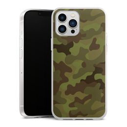 DeinDesign iPhone 13 Pro Max Handy Silikon H&uuml;lle Case transparent Handyh&uuml;lle Camouflage Tarnmuster Army Silikon Case