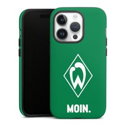 DeinDesign iPhone 14 Pro Handy Panzer Handyh&uuml;lle robuste Outdoor H&uuml;lle Schutzh&uuml;lle matt Moin Official Licensed Product Sv Werder Bremen Tough Case