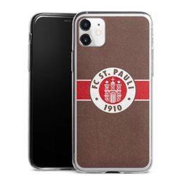 DeinDesign iPhone 11 Handy Slim Case Silikon Handyh&uuml;lle transparent H&uuml;lle extra d&uuml;nn Fc St. Pauli Logo Official Licensed Product Silikon Slim Case