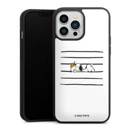 DeinDesign iPhone 13 Pro Max Handy Premium Silikon H&uuml;lle Handyh&uuml;lle schwarz Case Snoopy Dog Peanuts Silikon Premium Case
