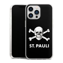 DeinDesign iPhone 13 Pro Handy Silikon H&uuml;lle Case transparent Handyh&uuml;lle Totenkopf Fc St. Pauli Official Licensed Product Silikon Case