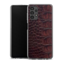 DeinDesign Galaxy A13 4G Handy Silikon H&uuml;lle Case transparent Handyh&uuml;lle Leather Crocodile Animal Print Silikon Case