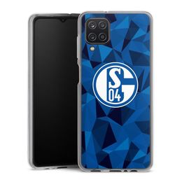DeinDesign Galaxy A12 Handy Silikon H&uuml;lle Case transparent Handyh&uuml;lle Fc Schalke 04 Muster Camouflage Silikon Case